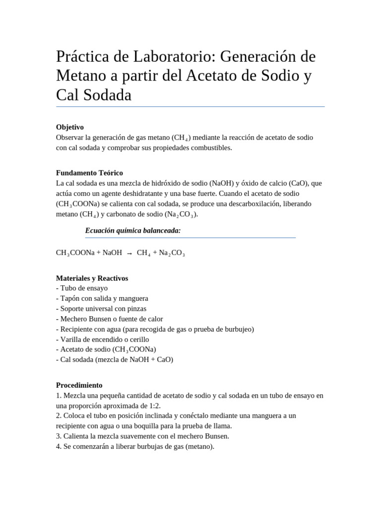 Generación de Metano por Descarboxilación | PDF