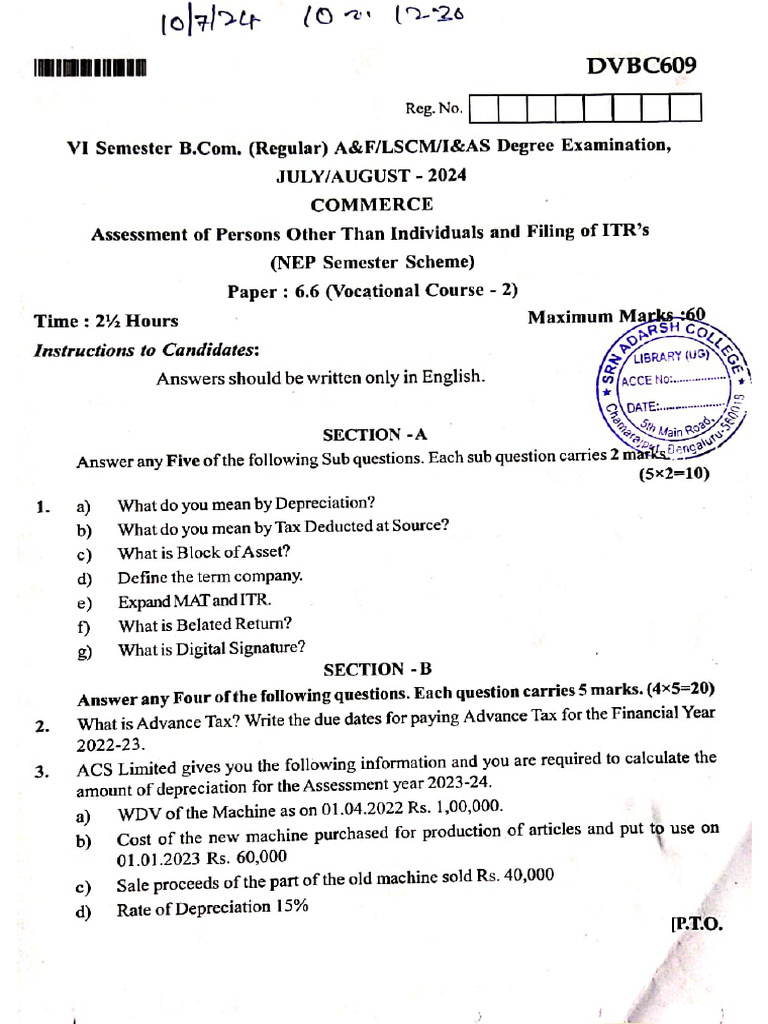 Assessment of Persons Other Than Individuals and Filling of ITR - S | PDF