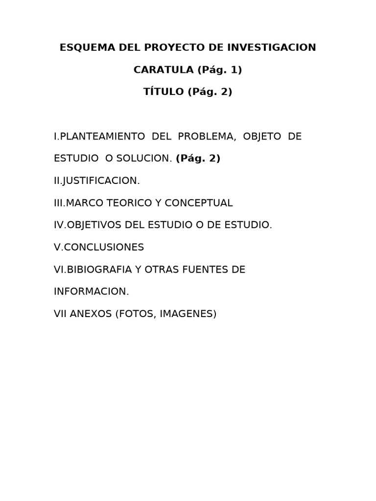 Esquema Del Proyecto de Investigacion | PDF
