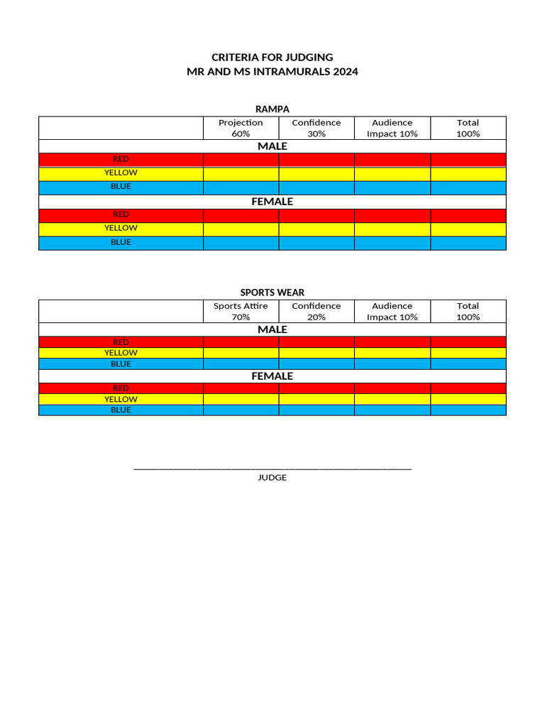 Criteria For Judging Intrams | PDF