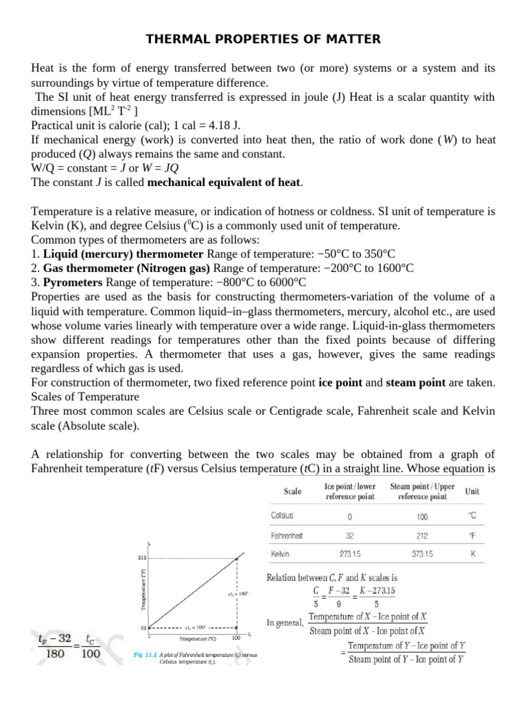 Thermal Properties of Matter | PDF | Thermal Expansion | Temperature