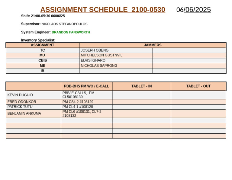 Assignment Schedule | PDF