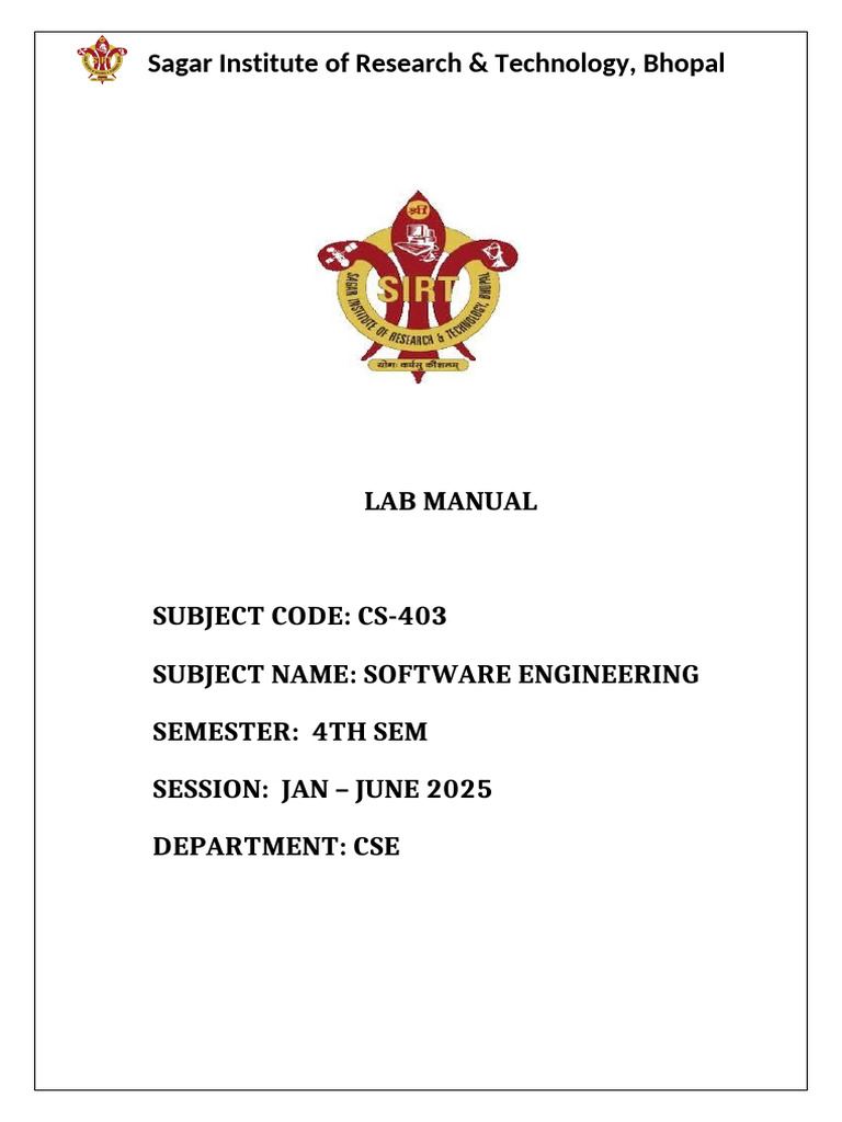 Software Engg Lab Manual 2025 4th Sem | PDF | Class (Computer Programming) | Use Case