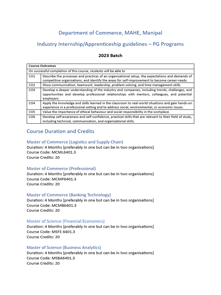 Student Guidelines Internship | PDF | Thesis | Internship