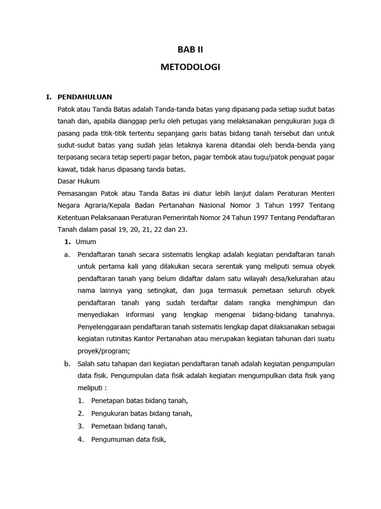 BAB II Metodologi Pengukuran Batas Tanah | PDF