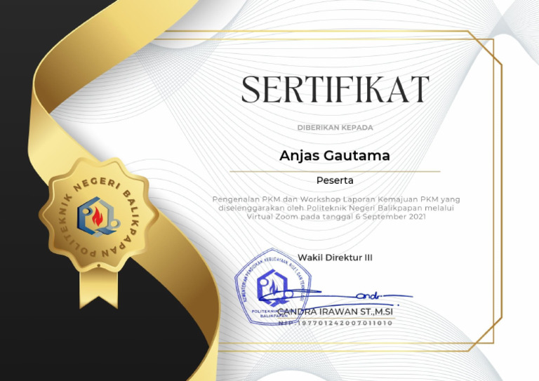 Sertifikat Anjas Gautama | PDF