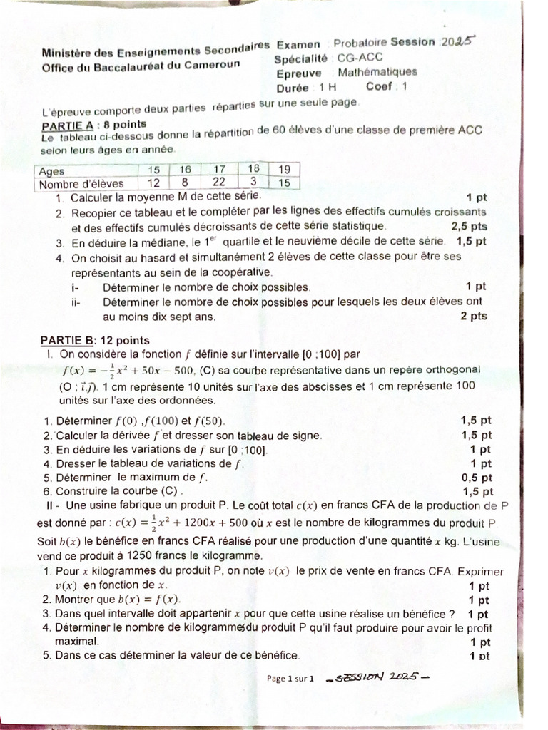 Prob Stt 2025 Maths | PDF