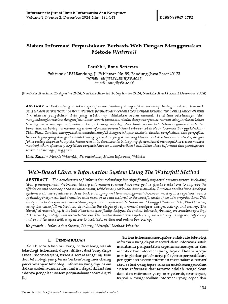 Sistem Informasi Perpustakaan Berbasis Web Dengan Menggunakan Metode ...
