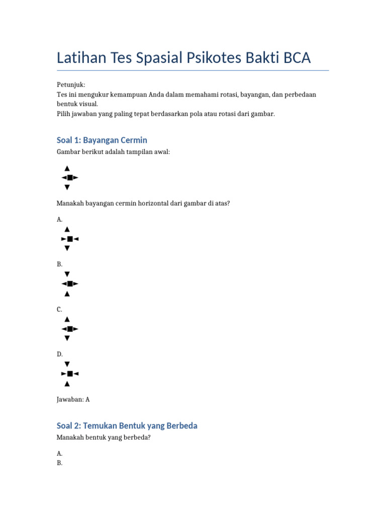 Latihan Tes Spasial BCA | PDF