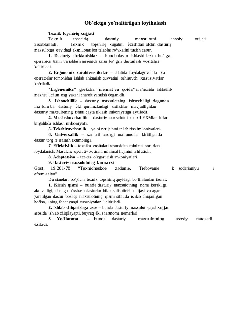 3 Mavzu Obektga Yonaltirilgan Loyihalash | PDF