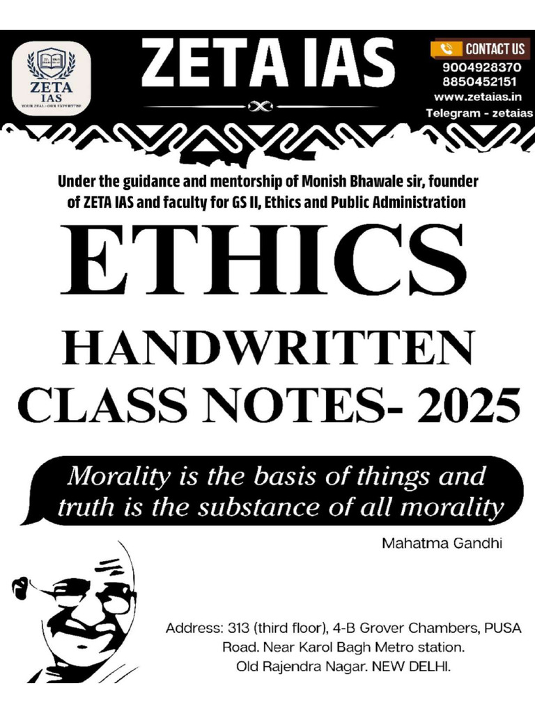 Ethics Hand Written Notes ZETA IAS | PDF