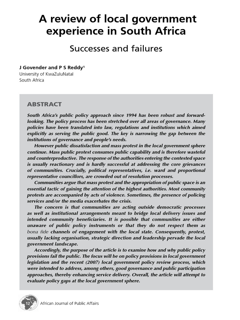 A Review of Local Government Experience | PDF | Policy | Governance