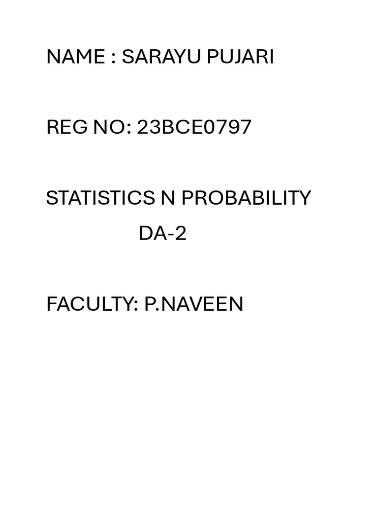 Probability and Statistics Lab Submission 2 | PDF