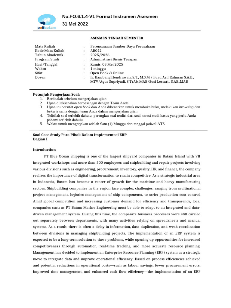 ATS Case Study AB042-Perencanaan Sumber Daya Perusahaan | PDF | Enterprise Resource Planning ...