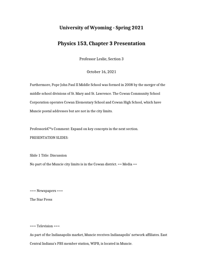 Physics 153 Chapter 3 Presentation | PDF | Rail Transport | Transport