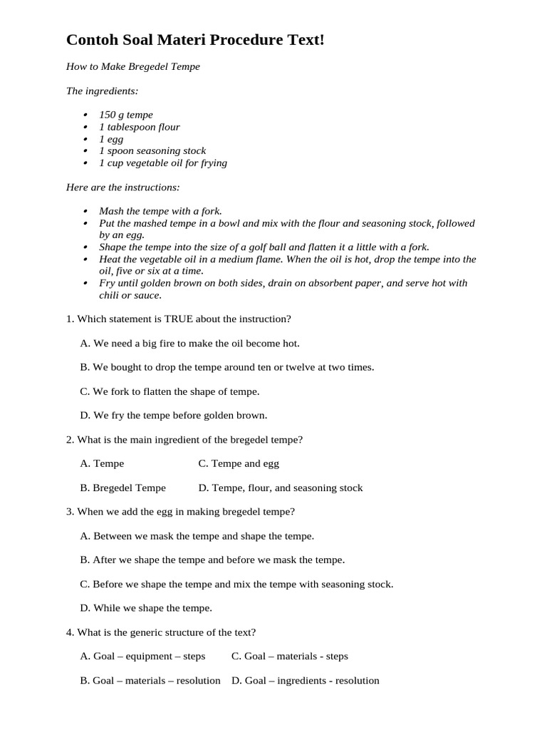 Contoh Soal Materi Procedure Text | PDF | Cakes | Foods