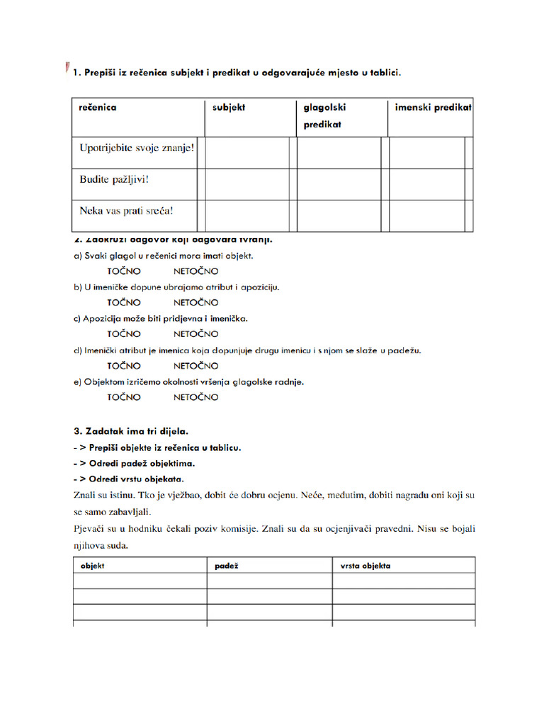 Služba Riječi U Rečenici - 7. Razred | PDF