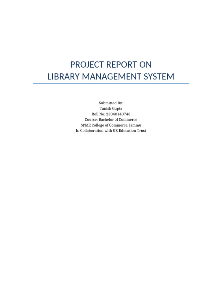 Tanish Library Management System Report | PDF