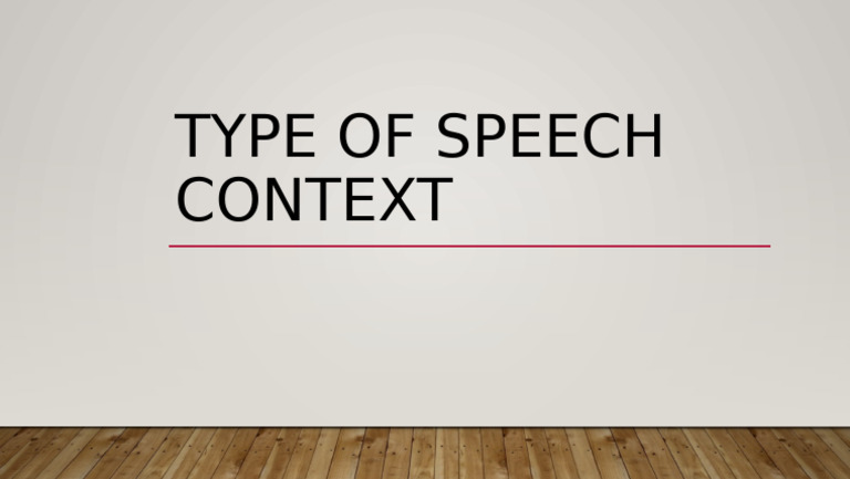 Type of Speech Context | PDF