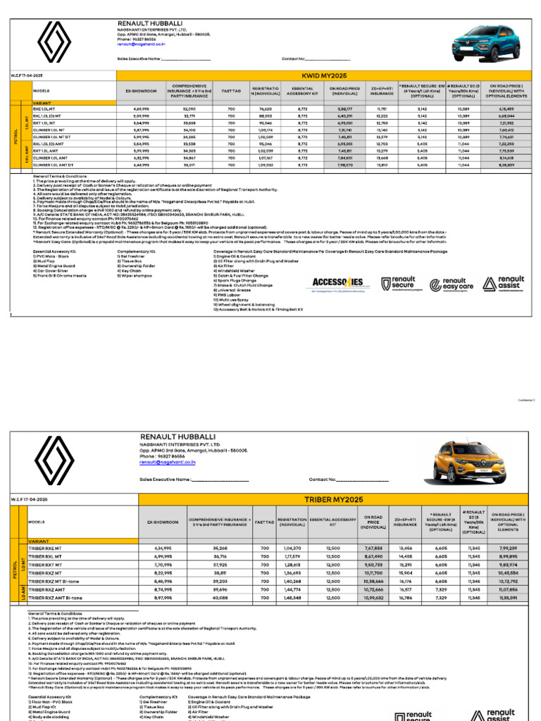 Standard Price List W.E.F 17th April 2025 | PDF