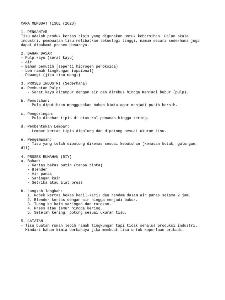 Cara Membuat Tisue 2023 | PDF