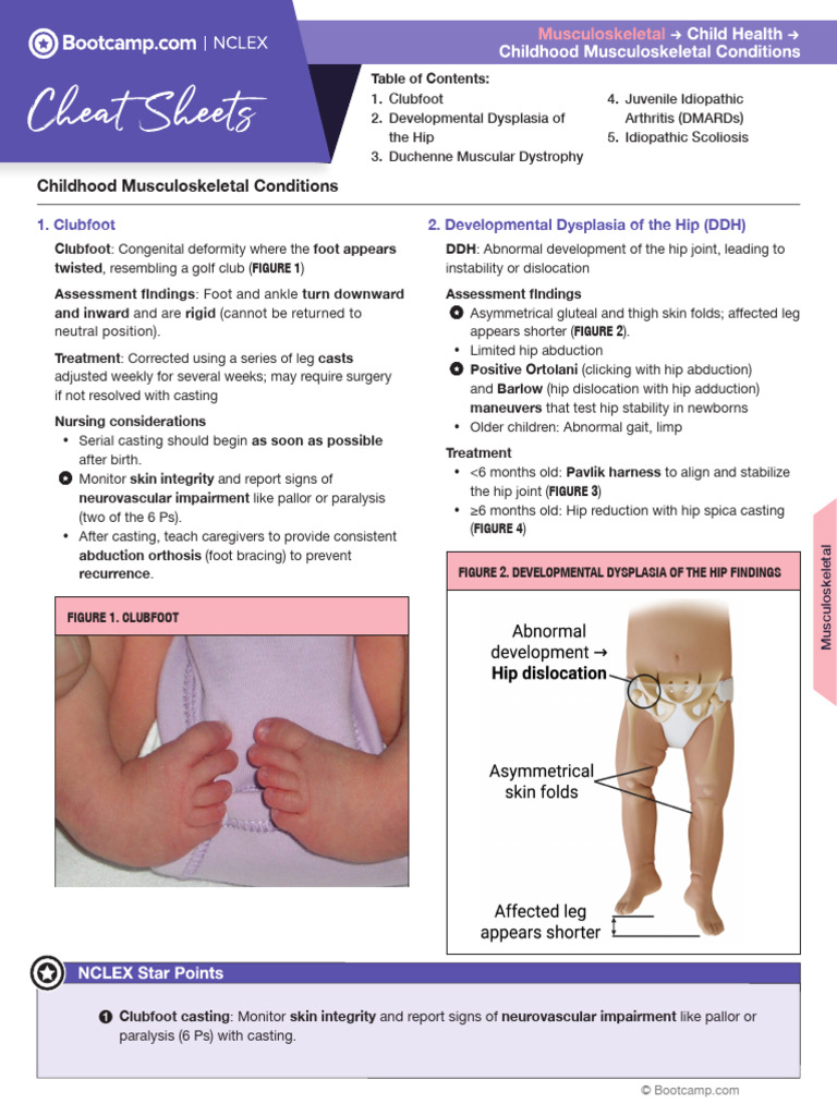 Childhood Musculoskeletal Conditions Cheat Sheet | PDF ...