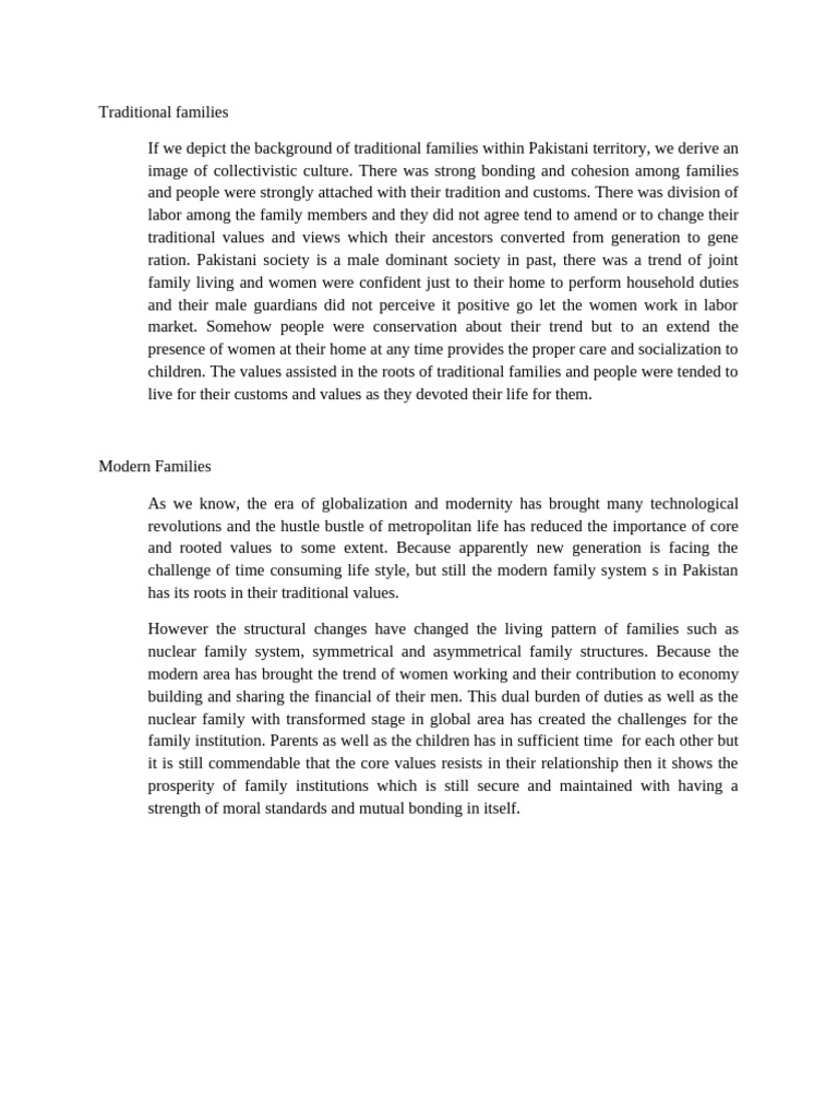 Traditional and Modern Families | PDF