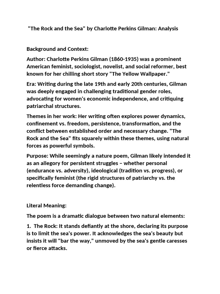 Analysis of "The Rock and the Sea" | PDF | Poetry | Metre (Poetry)