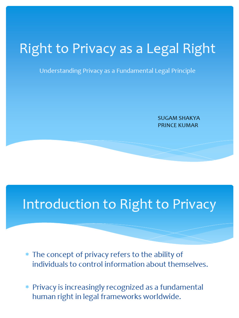 Right To Privacy As A Legal Right | PDF | Privacy | Right To Privacy