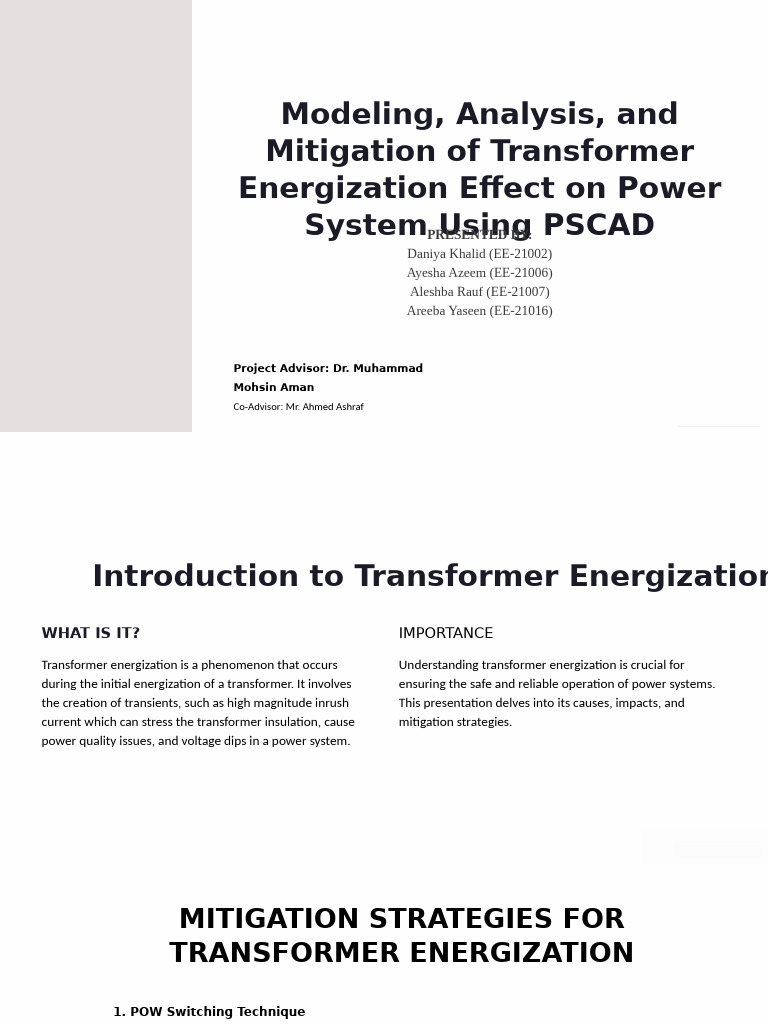 Fydp Pscad Presentation | PDF | Transformer | Resistor