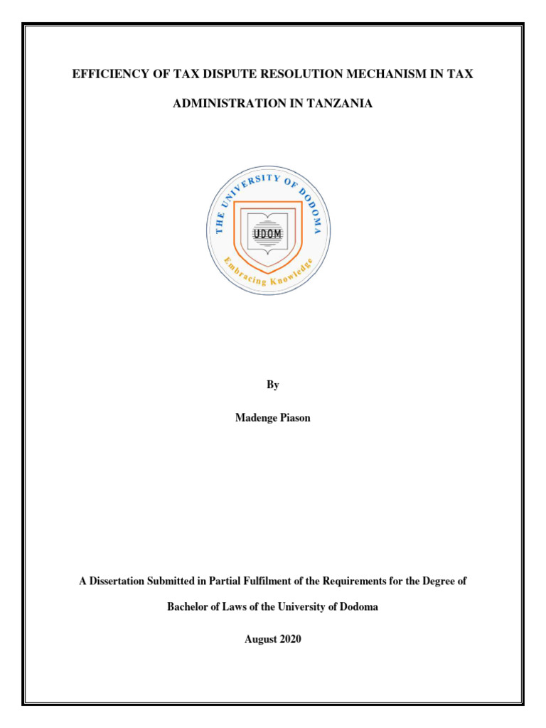 Efficiency of Tax Dispute Resolution Mec | PDF | Taxes | Taxation In ...