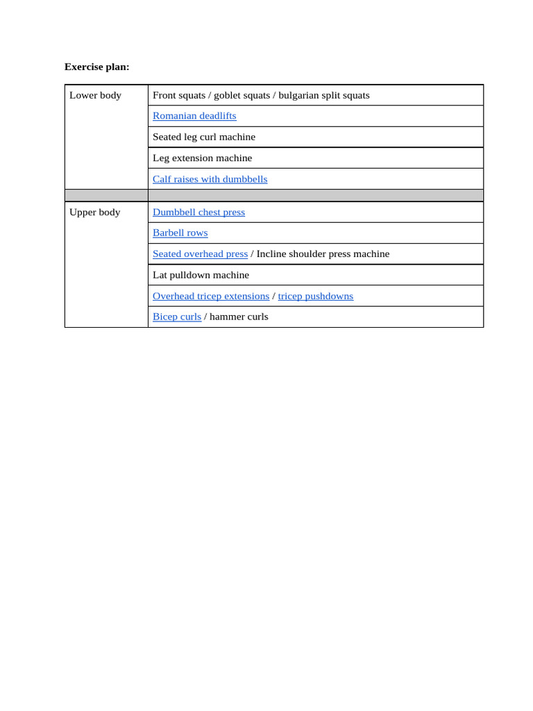 Workout Plan | PDF