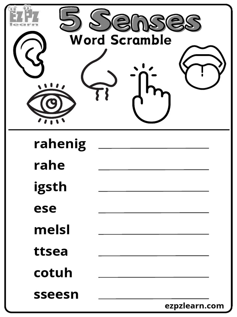 Five Senses Word Scramble 8 Words | PDF