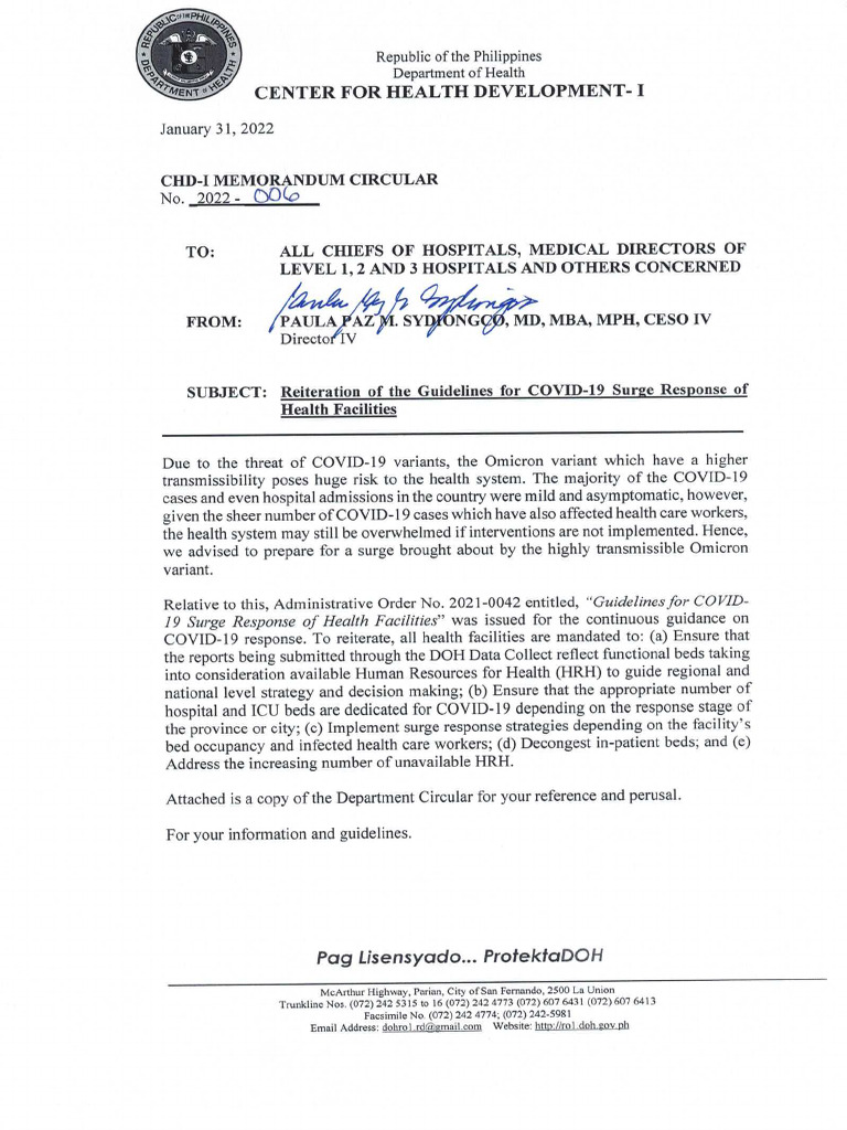 Chd-I Memorandum Circular No.2022-006 | PDF