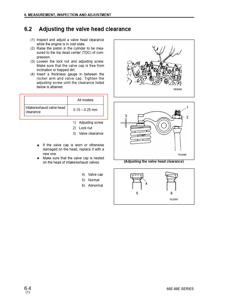 Valve Head Clearance Adjustment Guide | PDF