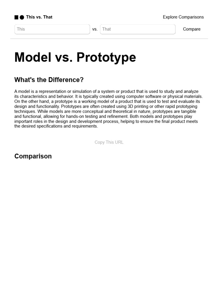 Model vs. Prototype - What's The Difference - This vs. That | PDF ...