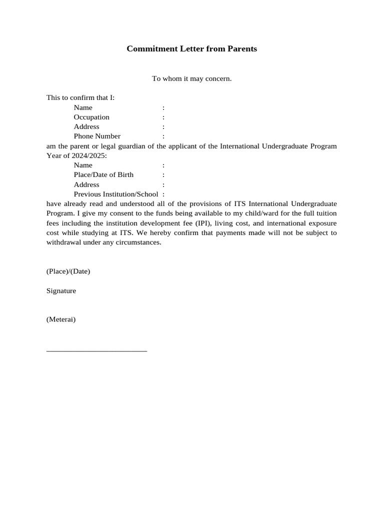 Funding Commitment Letter From Parent | PDF