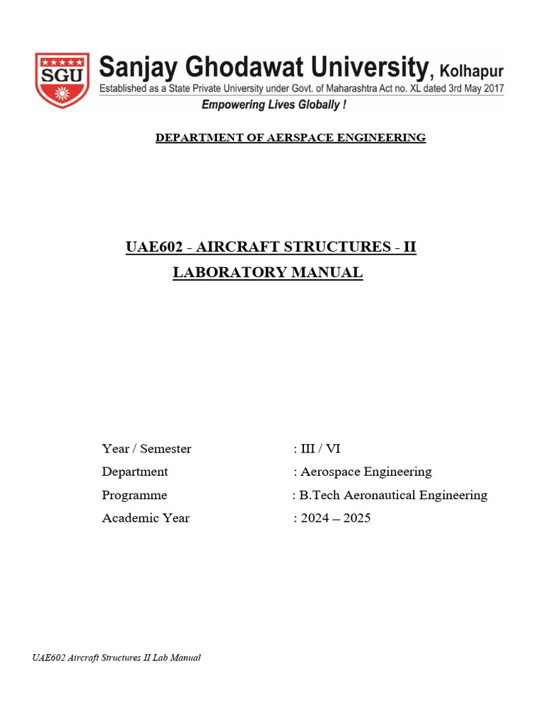 Aircraft Structures 2 Lab Manual | PDF | Buckling | Beam (Structure)
