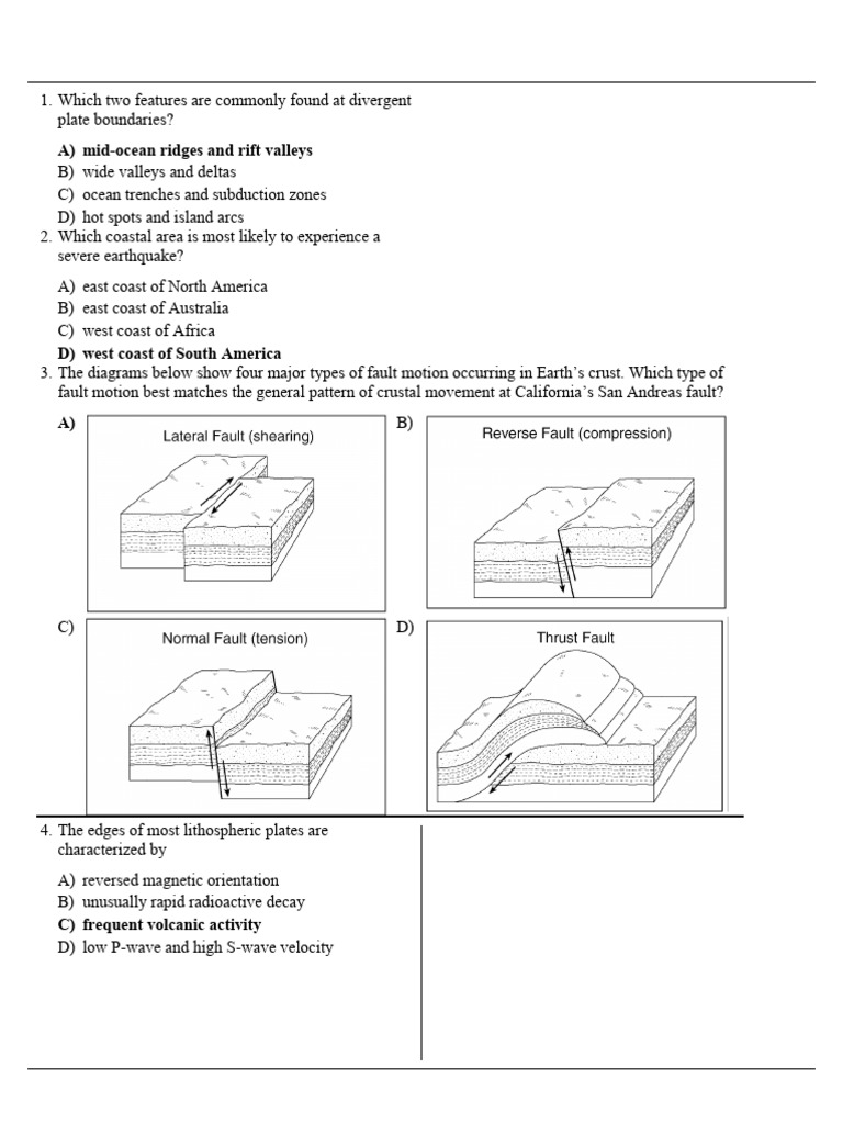 Zones of Crustal Activity Answers | PDF | Plate Tectonics | Earth
