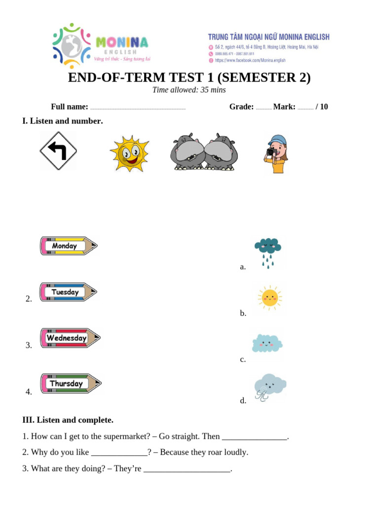End-Of-term Test 1 (Semester 2) | PDF