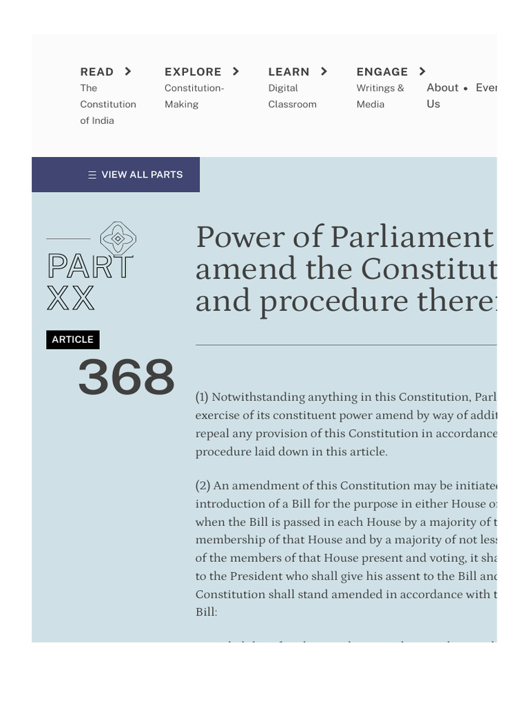 Article 368 - Power of Parliament To Amend The Constitution and ...