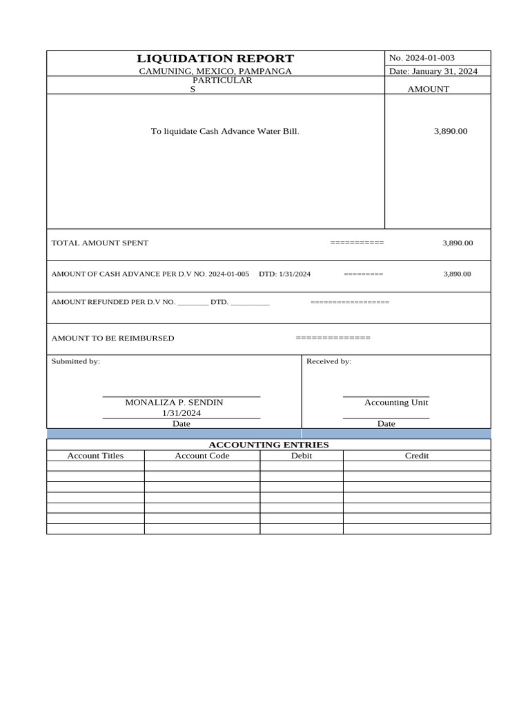 Liquidation Report Camuning 2024 | PDF