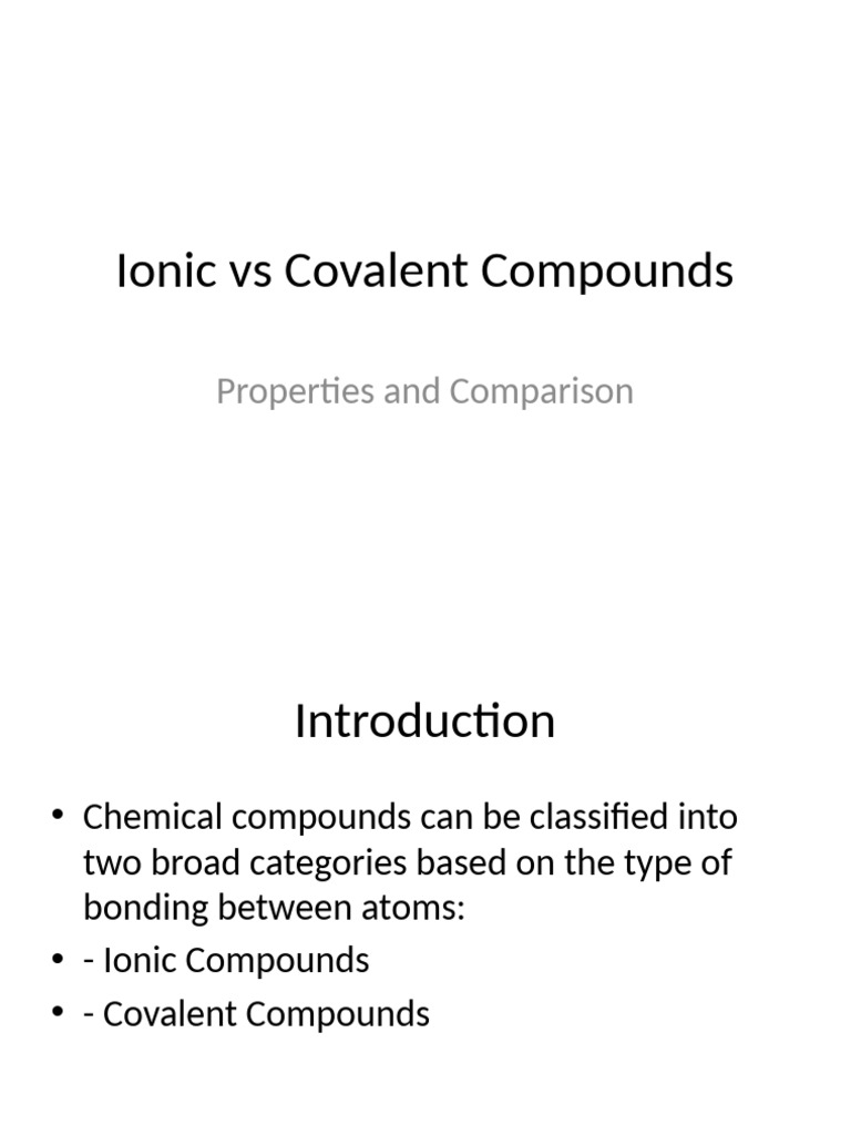 Ionic Vs Covalent Compounds | PDF