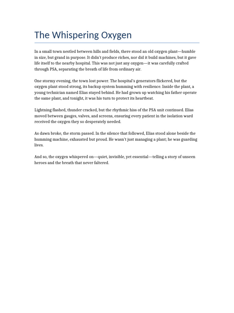 The Whispering Oxygen Short Story | PDF