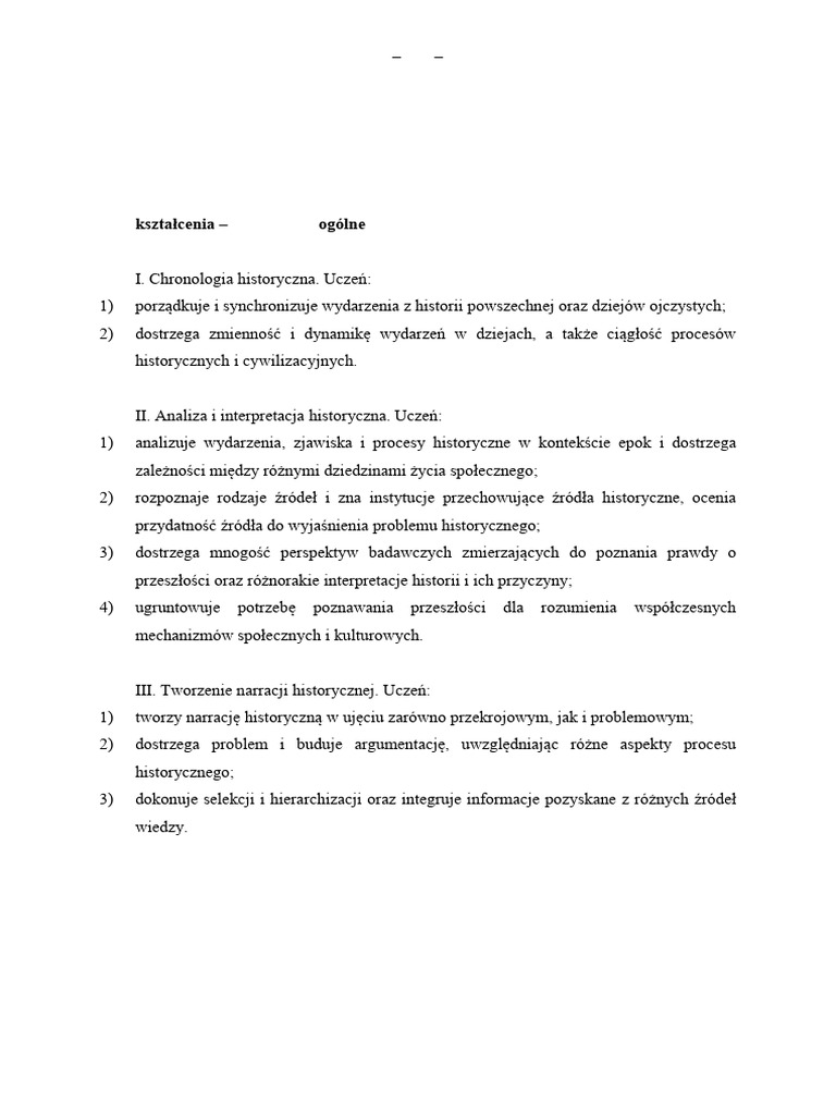 HISTORIA LO Od 2024 ZAŁ 1 Do ROZP ME Ws Podstawy Programowej (LO I T) | PDF