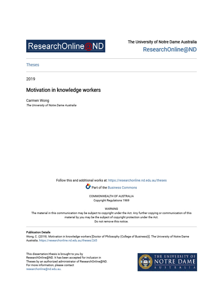 Motivation in Knowledge Workers | PDF | Motivational | Motivation