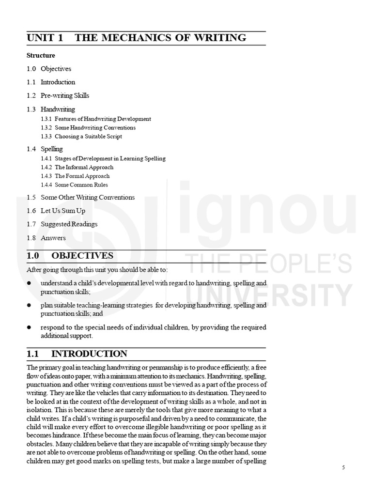 Writing Mechanics: Handwriting & Spelling Skills | PDF | English ...