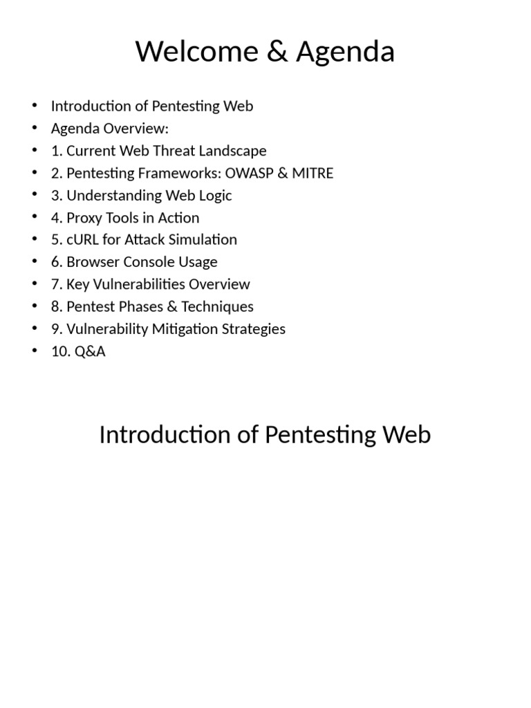 Web Pentesting Presentation | PDF | Penetration Test | Computer Security