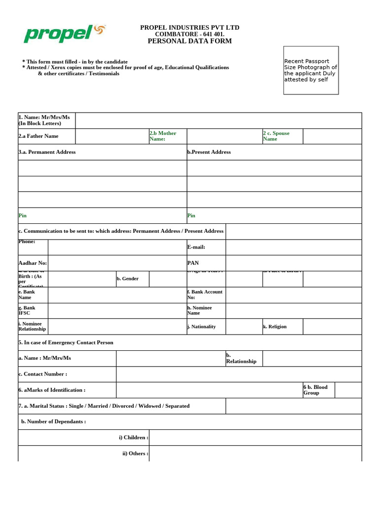 Candidate Application Form 1 | PDF