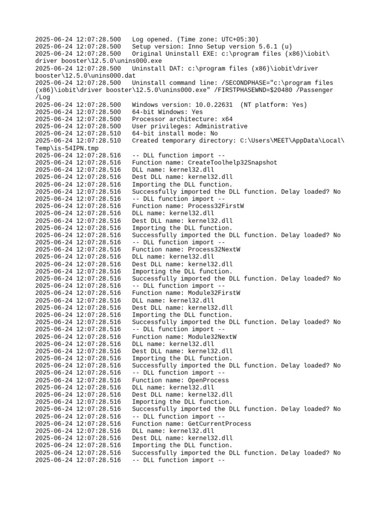 Uninstall Log 2025-06-24 #001 | PDF | System Software | Computer Architecture